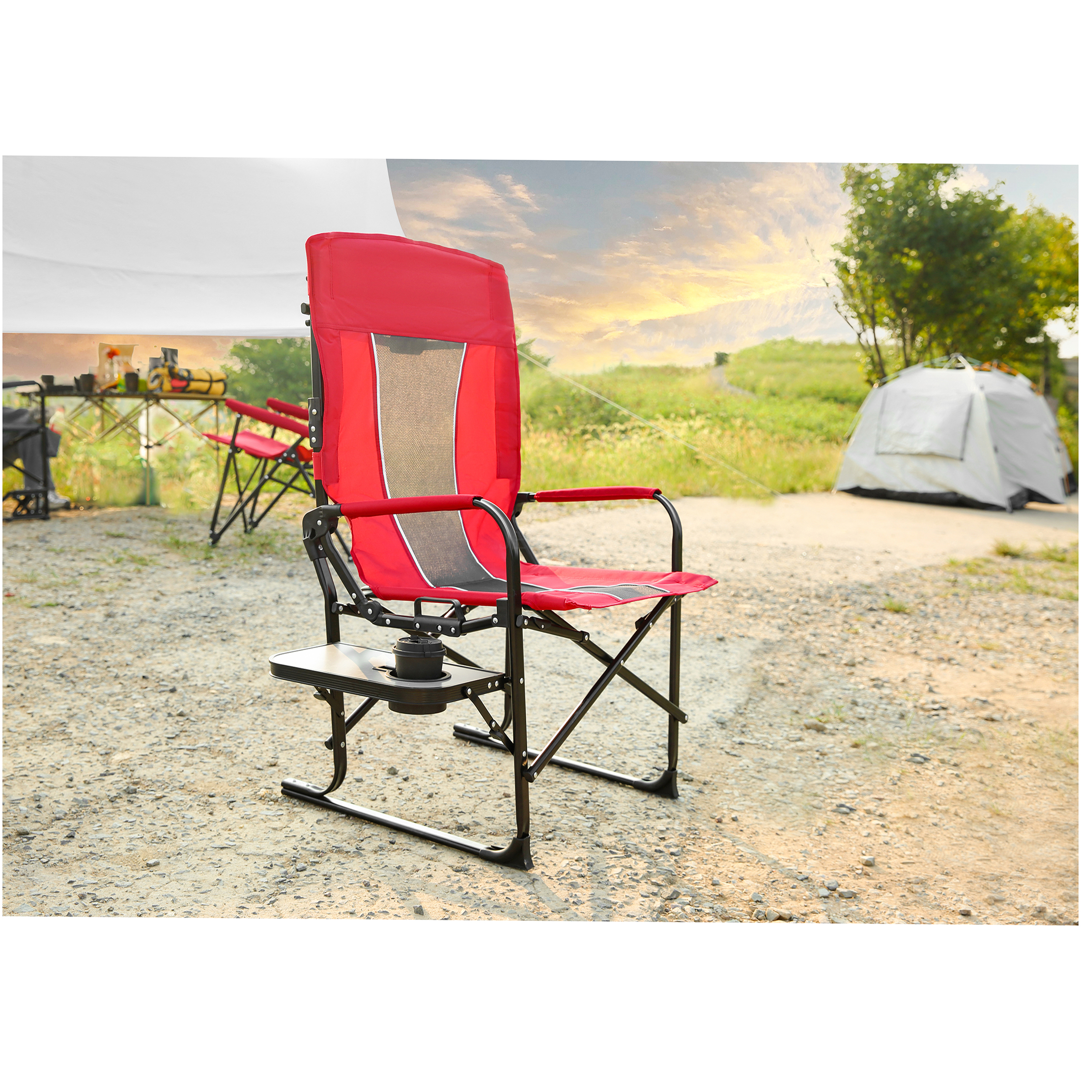 JERFIT Oversized Folding Camping Director Chair with Side Table & Cup ...