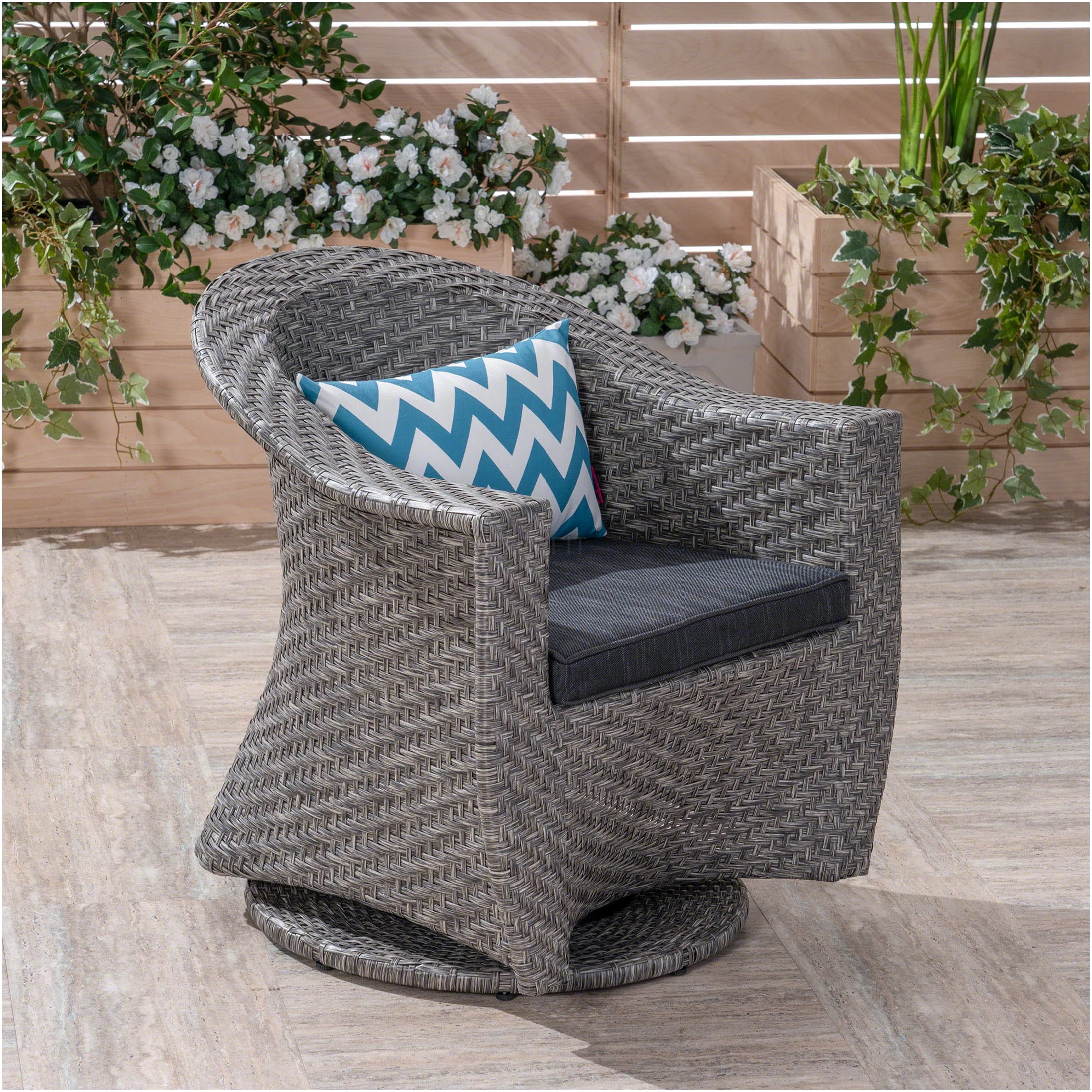 JERFIT Patio Swivel Chair with Cushions, 360-Degree Rotating Outdoor ...