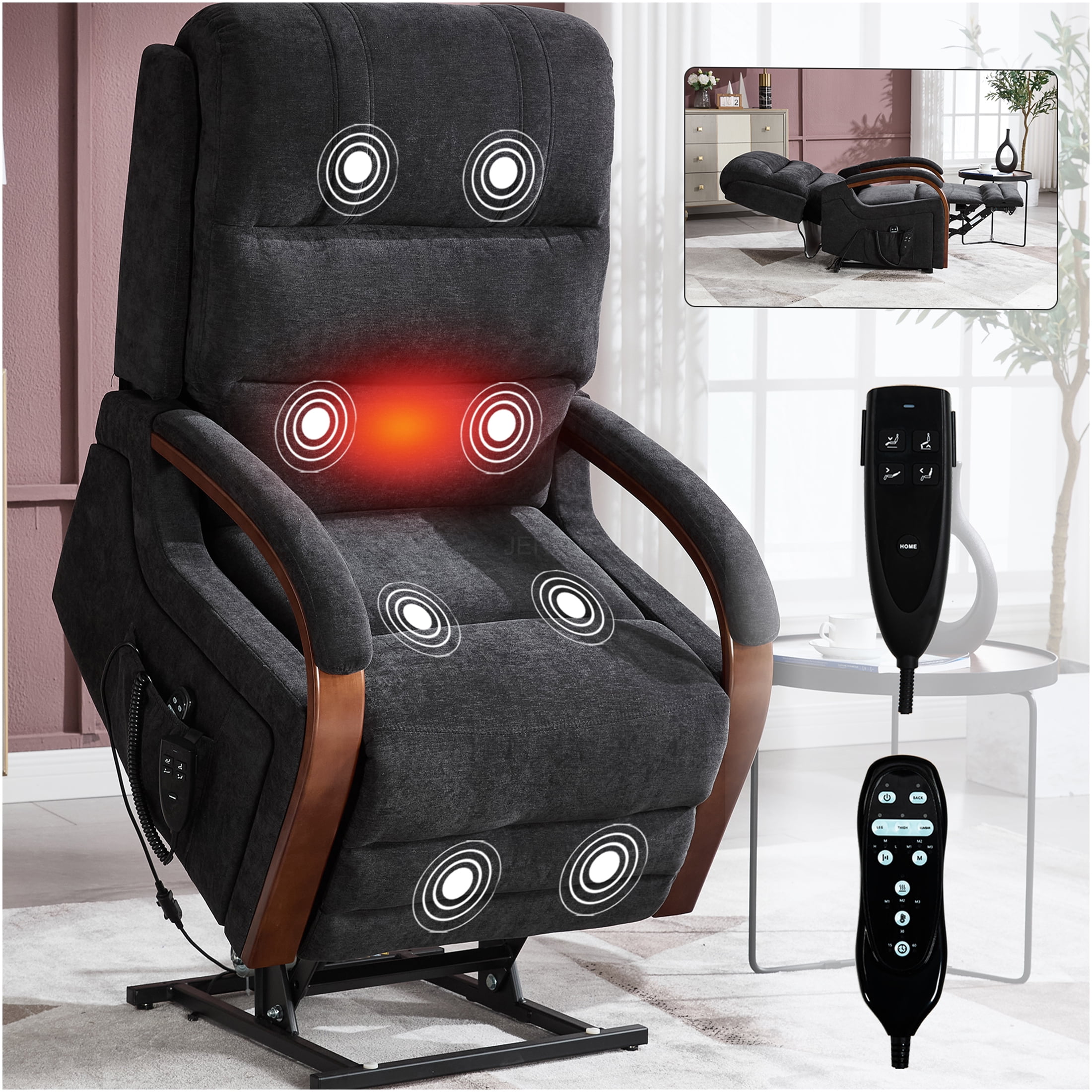 JERFIT Power Lift Recliner Chair with Heat and Massage, Infinite ...
