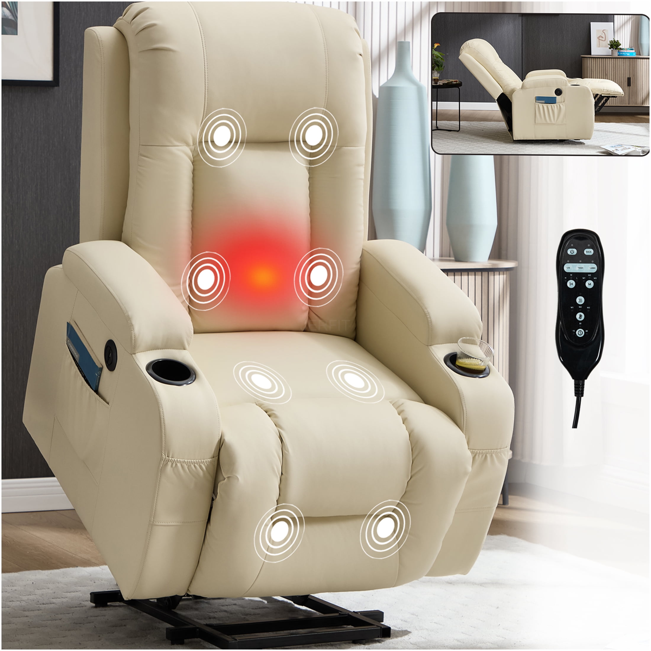 JERFIT Power Lift Recliner Chair with Massage and Heat - Infinite ...