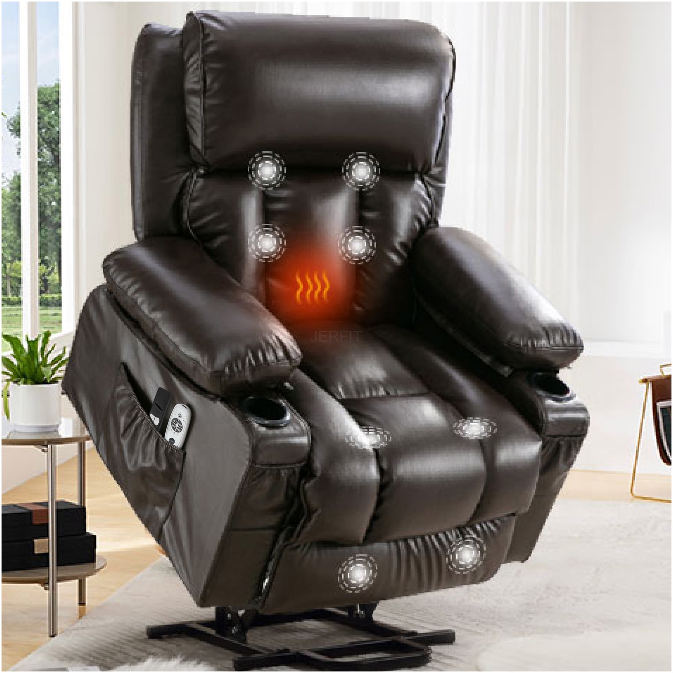 JERFIT Power Lift Recliner Chair with Massage and Heat, USB Charging ...