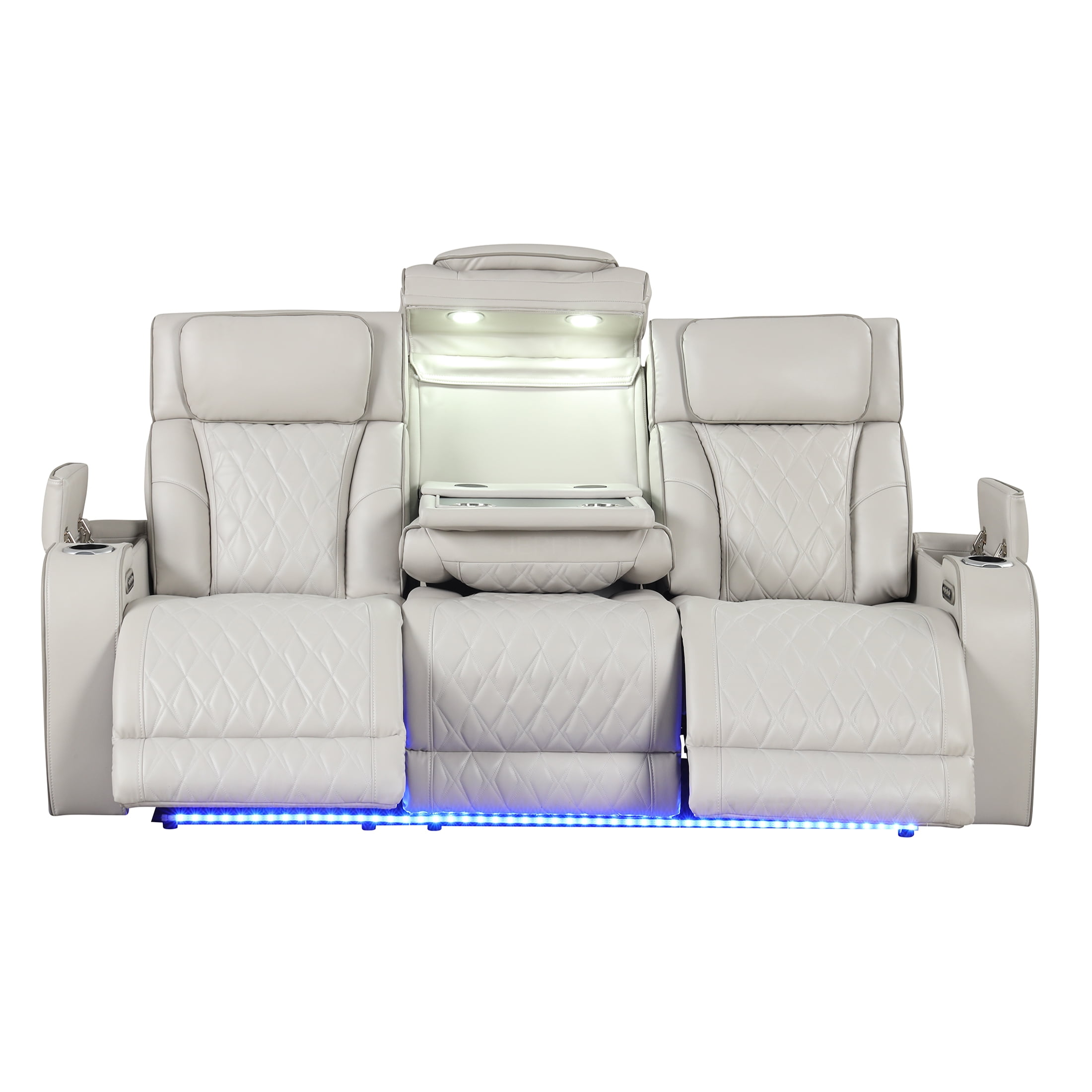 JERFIT Power Recliner Sofa with Massage, Wireless Charging, LED Lights ...