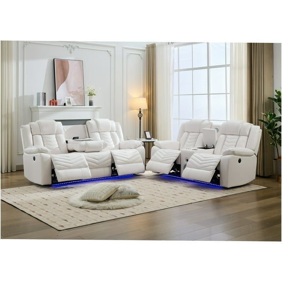 JERFIT Power Reclining Sofa Set with Wireless Charger, LED Light ...