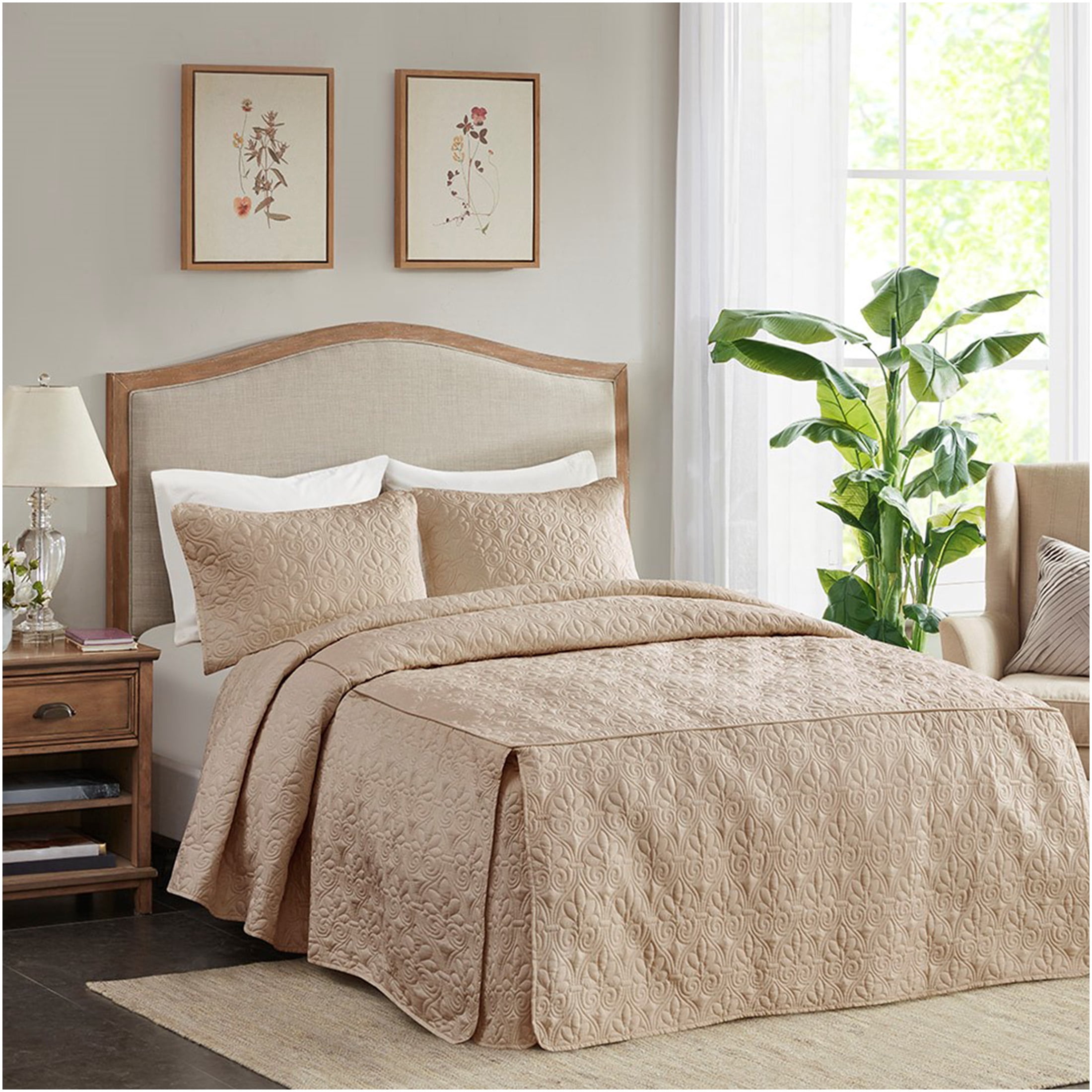 JERFIT Queen Size 3-Piece Quilted Bedspread Set with Shams ...