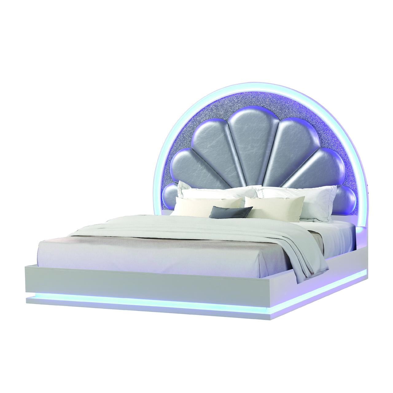 JERFIT Queen Size LED Platform Bed with Moon Light Headboard, Modern ...