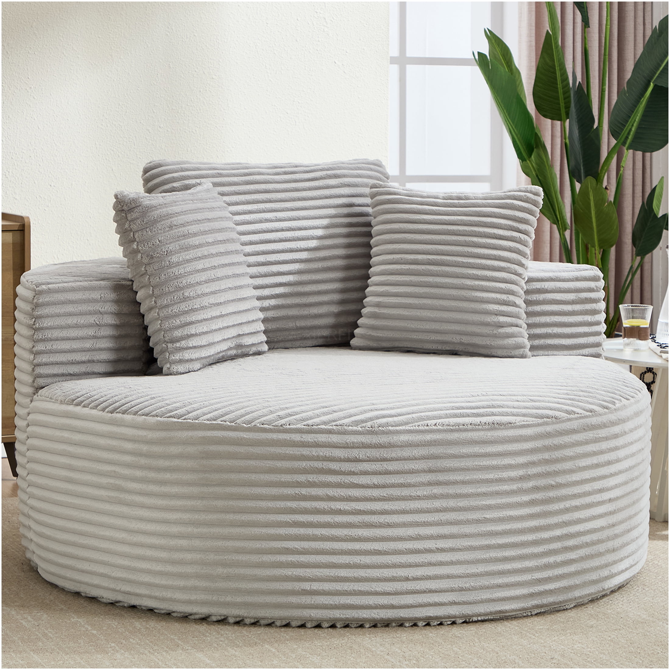 JERFIT Round Convertible Sofa Bed, Cloud Couch Sectional with Memory ...