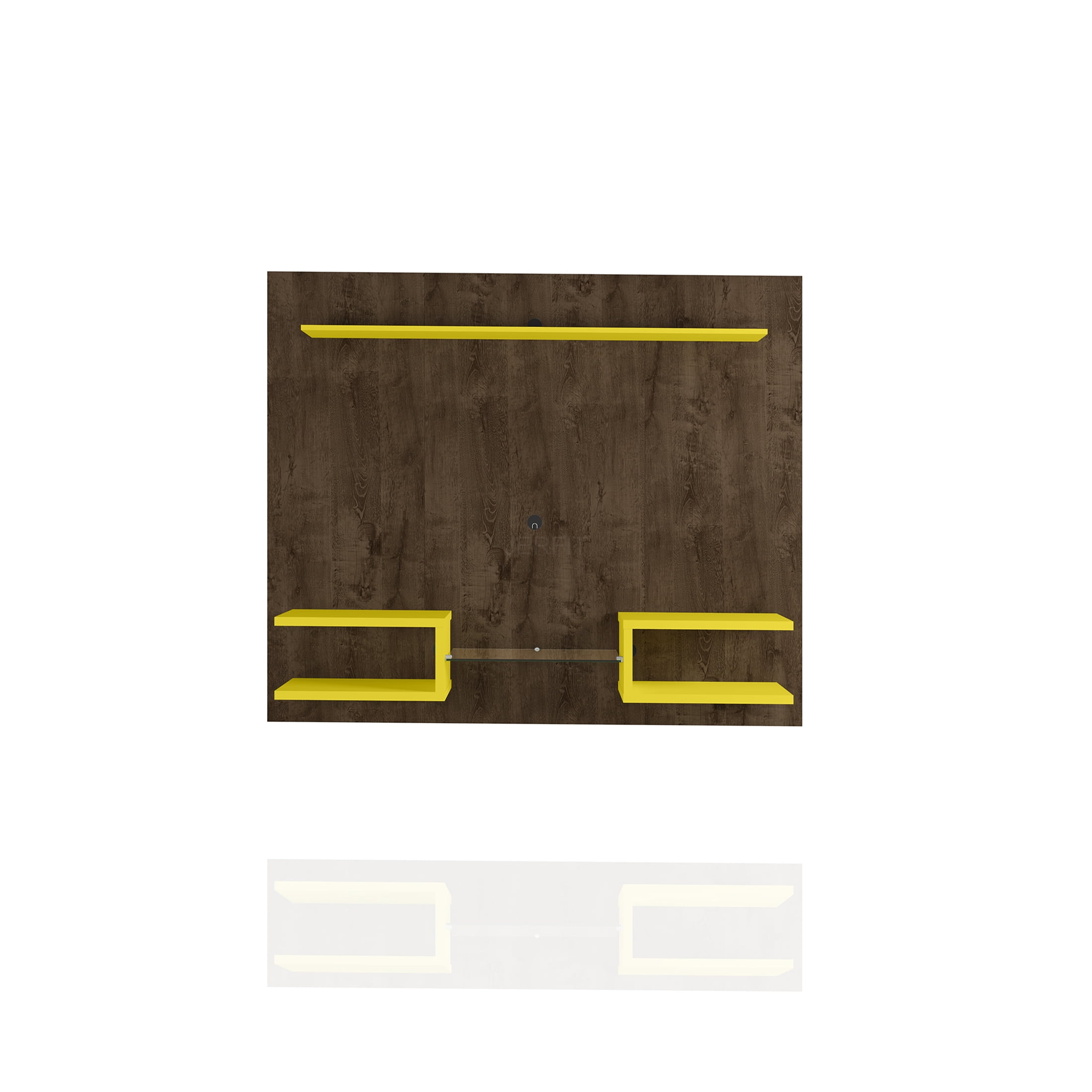 JERFIT Rustic Brown & Yellow TV Stand with Mount, 64 Media Console for ...