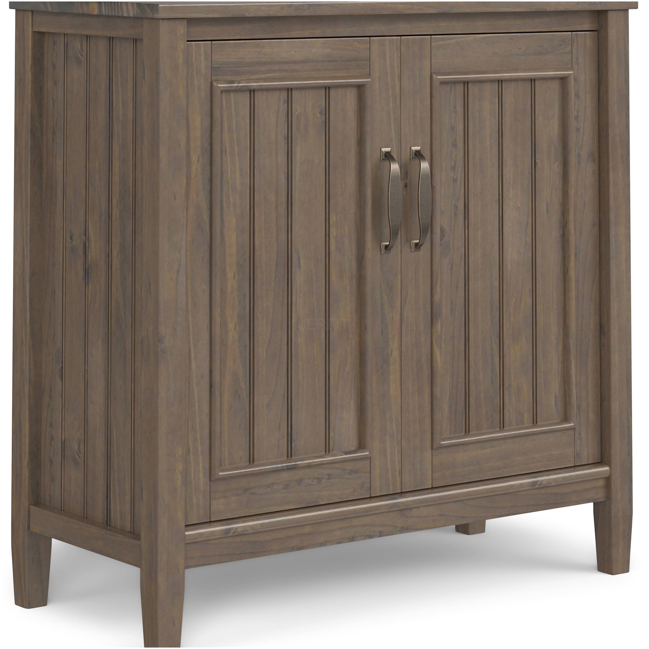 JERFIT Solid Wood Low Profile Storage Cabinet with Adjustable Shelves ...