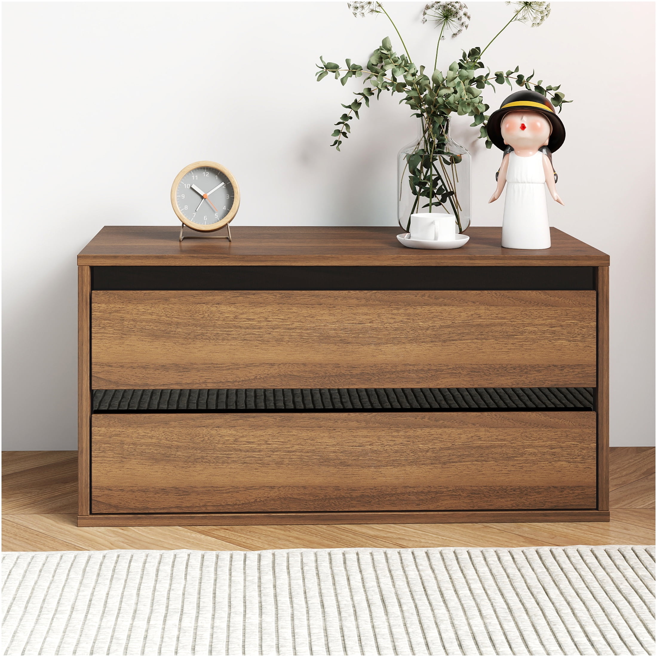 JERFIT Stackable Wall Cabinet with 2 Drawers, Floating Storage ...