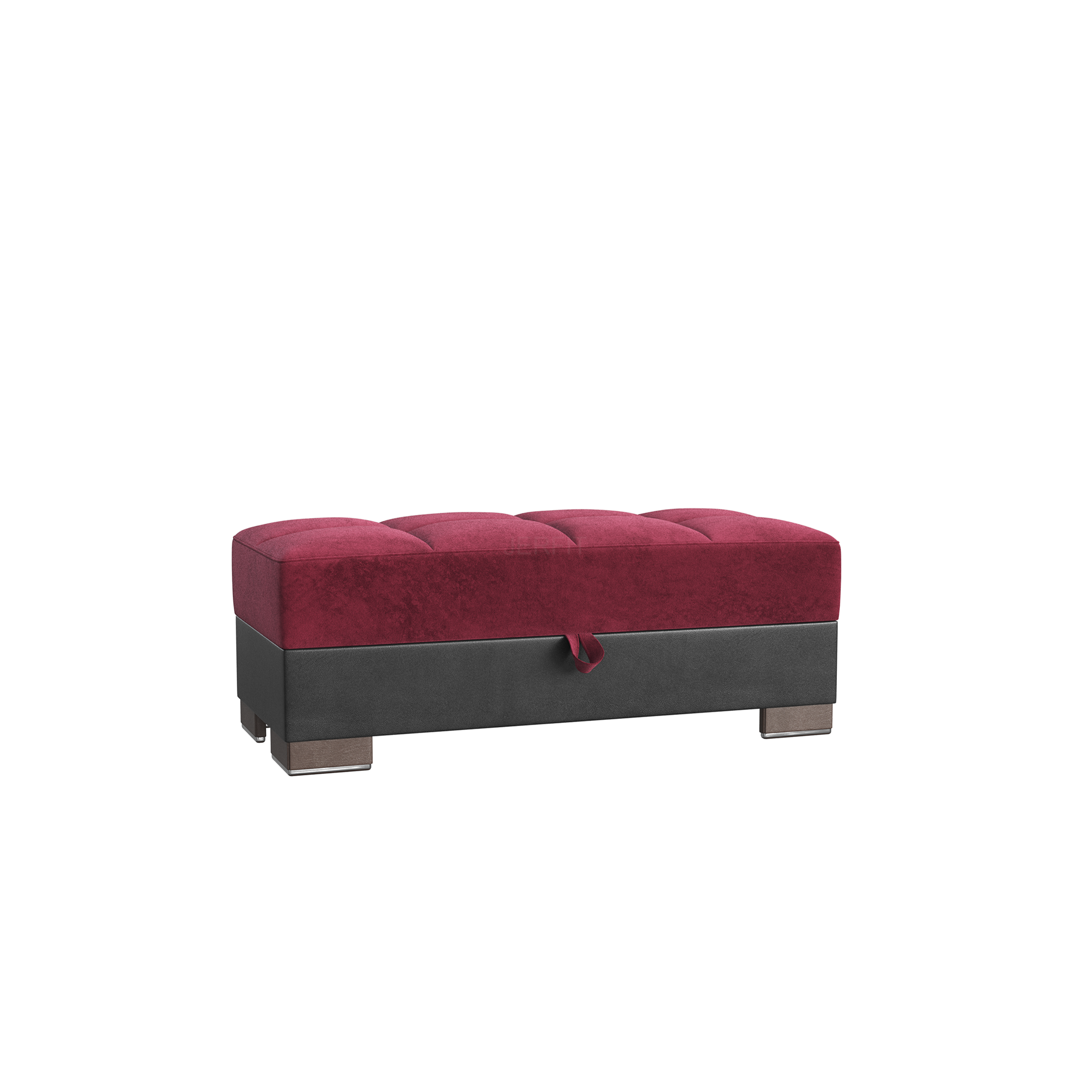 JERFIT Storage Ottoman Bench with Lift Top, Burgundy PU Leather Faux ...