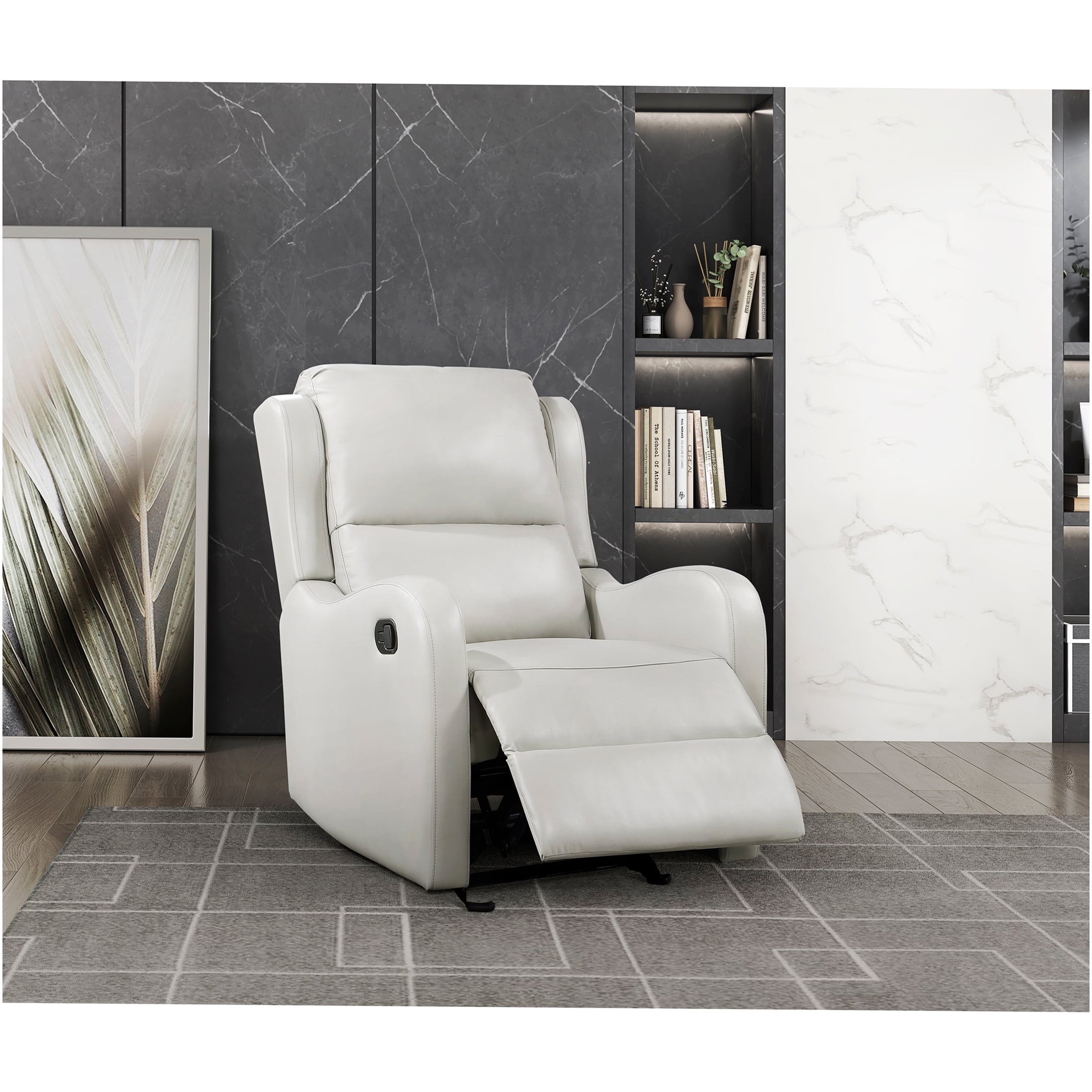 JERFIT Taupe Faux Leather Glider Recliner Chair with Gentle Rocking ...