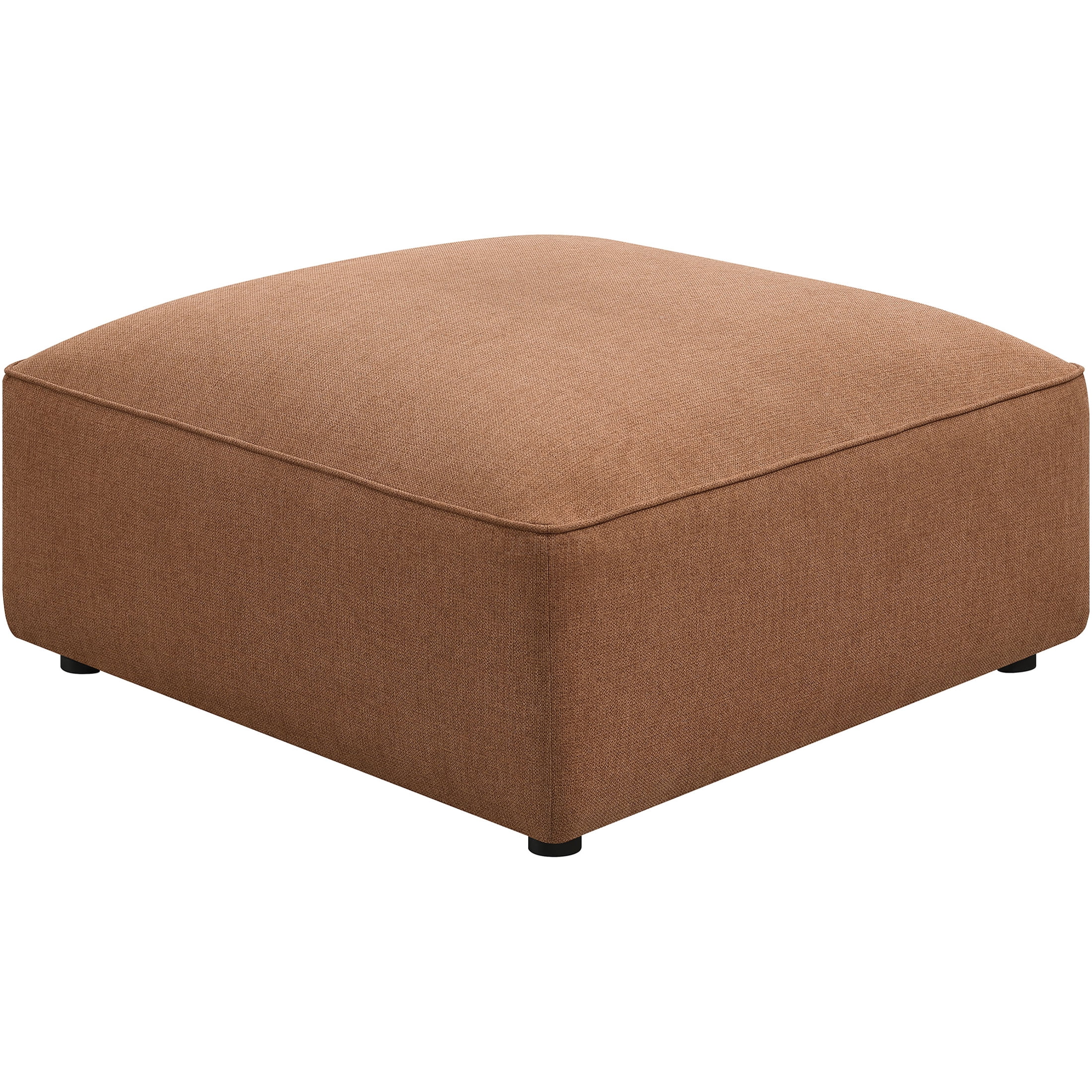 JERFIT Terracotta Fabric Square Storage Ottoman Footstool with Wood ...