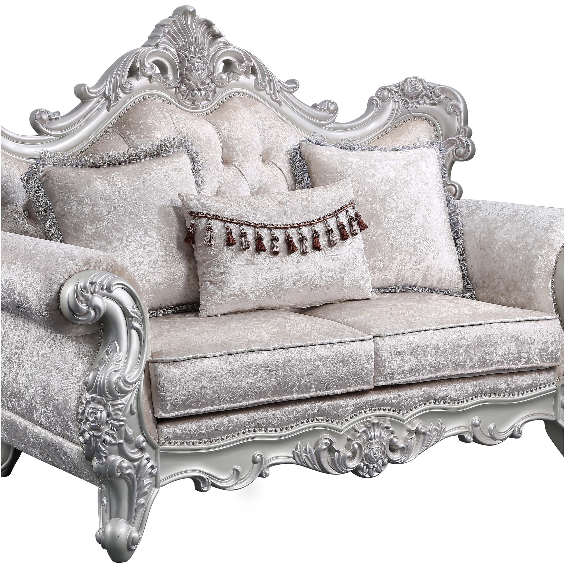 JERFIT Traditional Loveseat for Living Room, Small Couch with Pillows ...