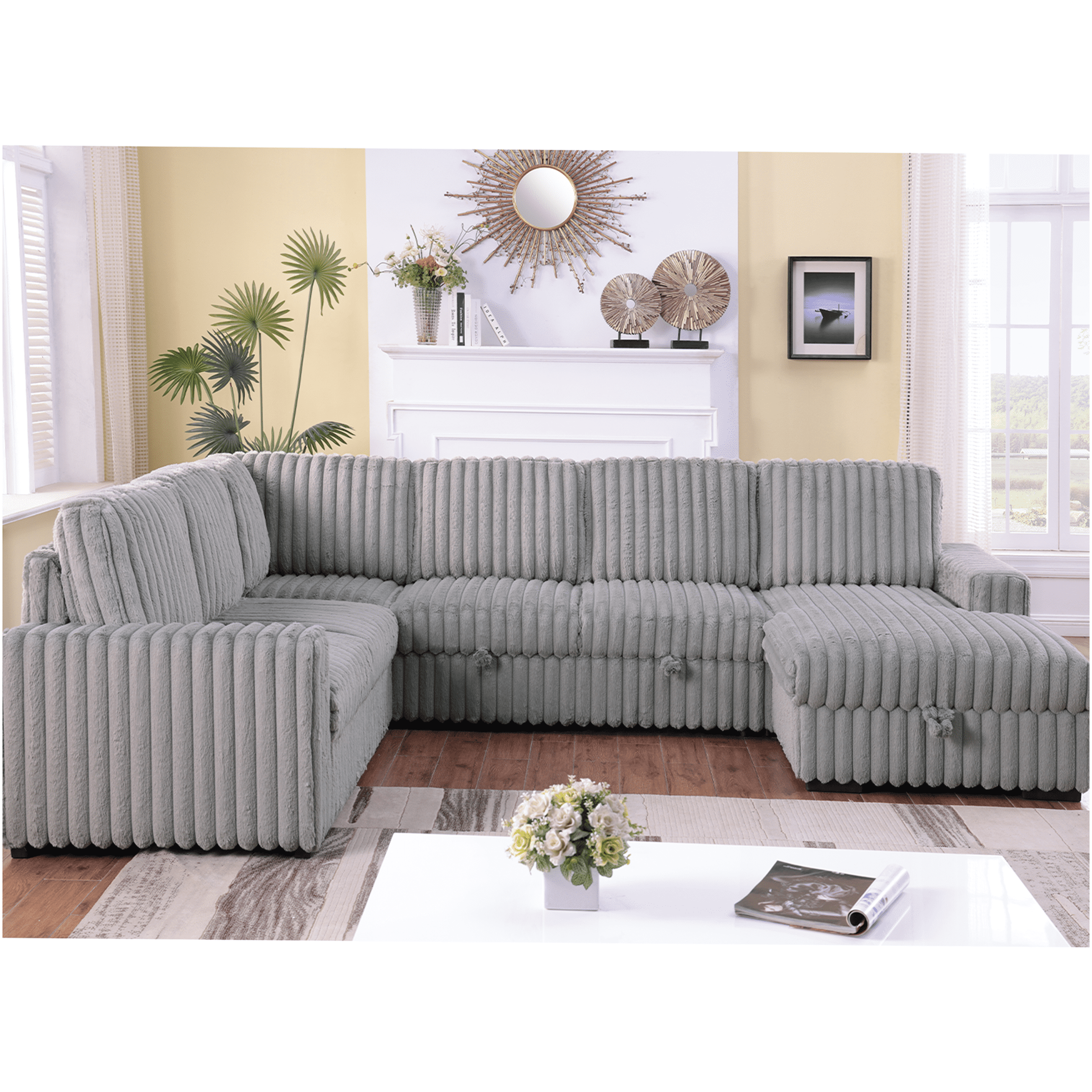 JERFIT U-Shape Sectional Sofa Bed with Storage Chaise, 122" Oversized ...