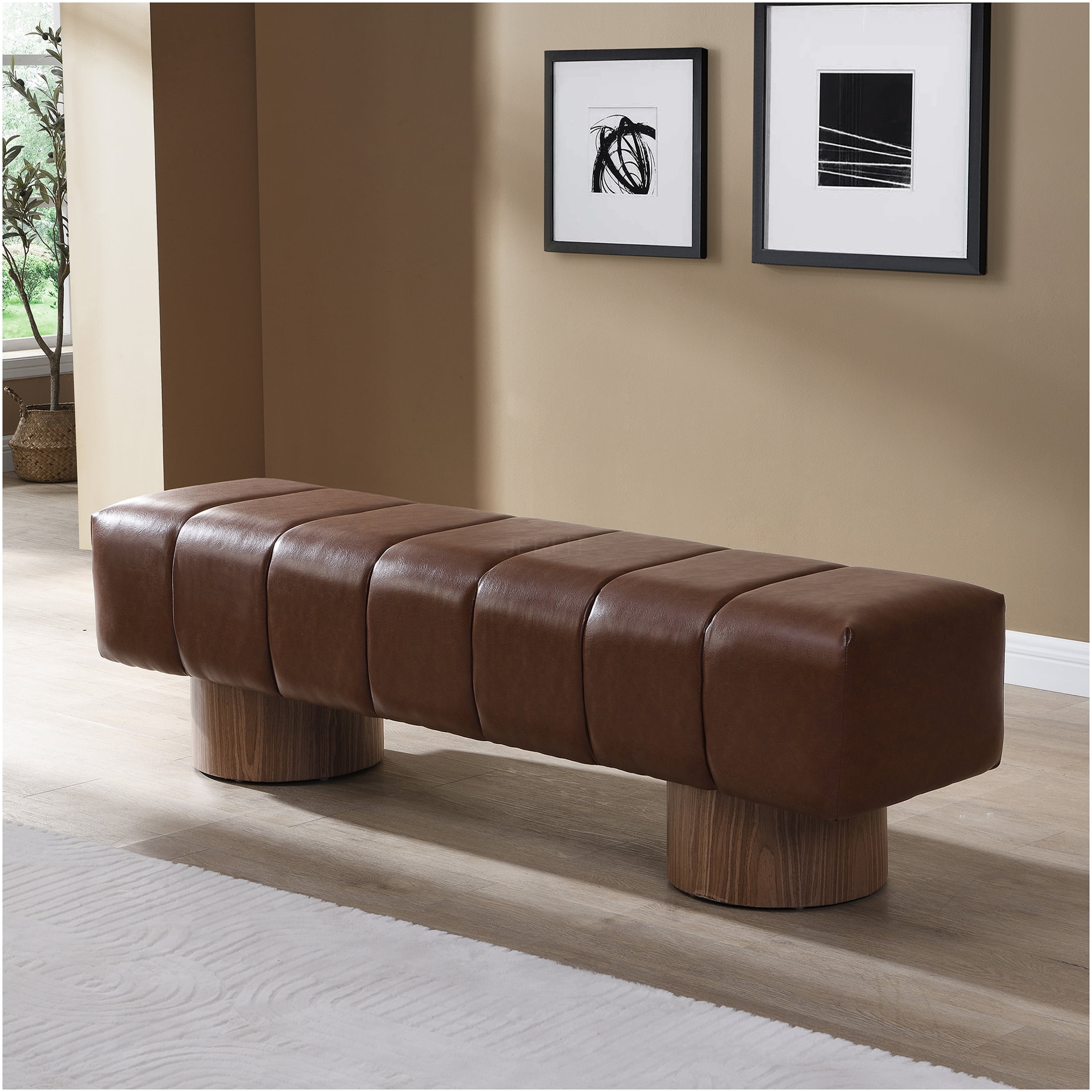 JERFIT Upholstered Dining Bench for Dining Room No-Assembly End of Bed ...