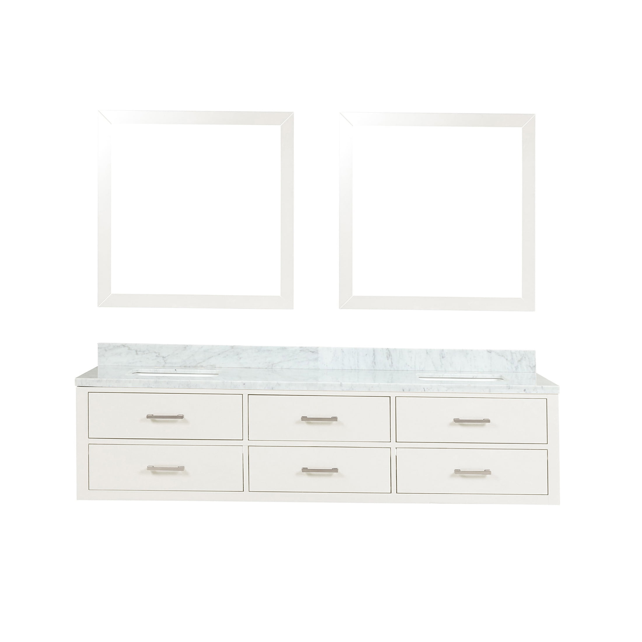 JERFIT White 80 Inch Double Sink Bathroom Vanity Set with Carrara ...