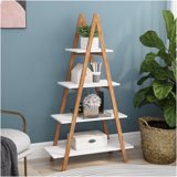 JERFIT White A-Frame Ladder Bookshelf, 4-Tier Oxford Display Shelf ...