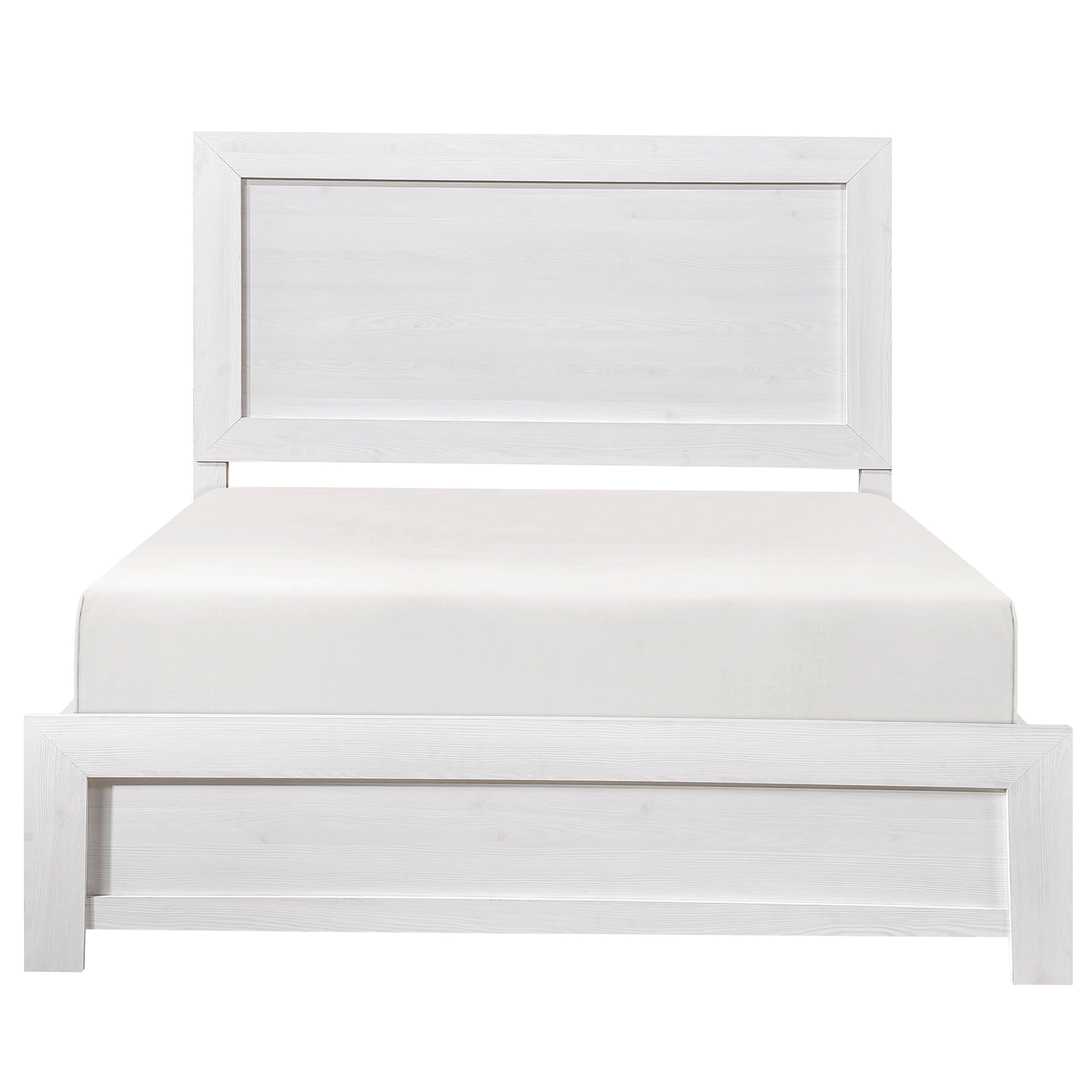 JERFIT White Full Size Bed Frame with Headboard Footboard, Wood Panel ...