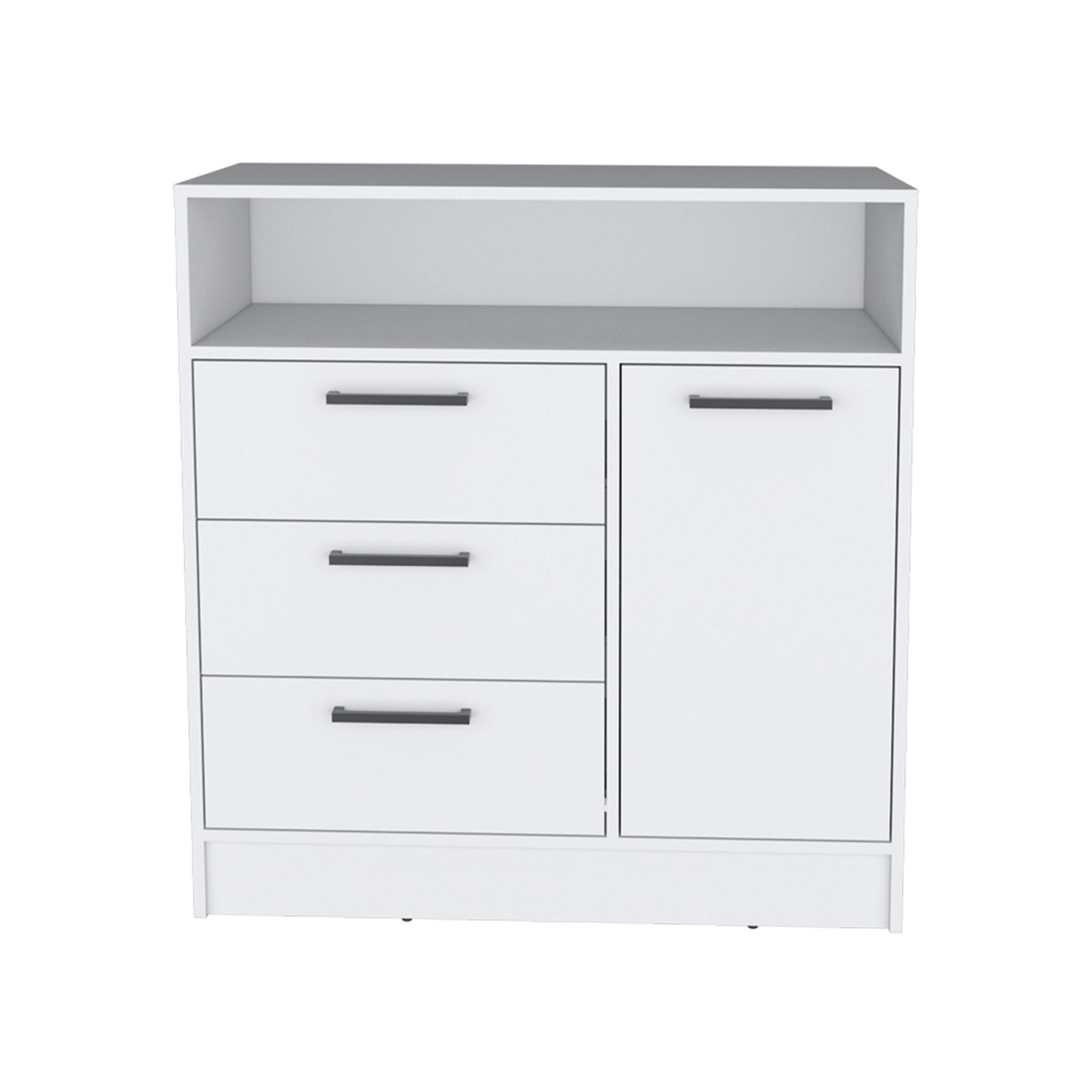 JERFIT White Torrey 3-Drawer Dresser with Cabinet, Bedroom Storage ...