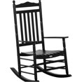 JERFIT Wood Rocking Chair, Black High-Back Traditional Rocker for Porch ...