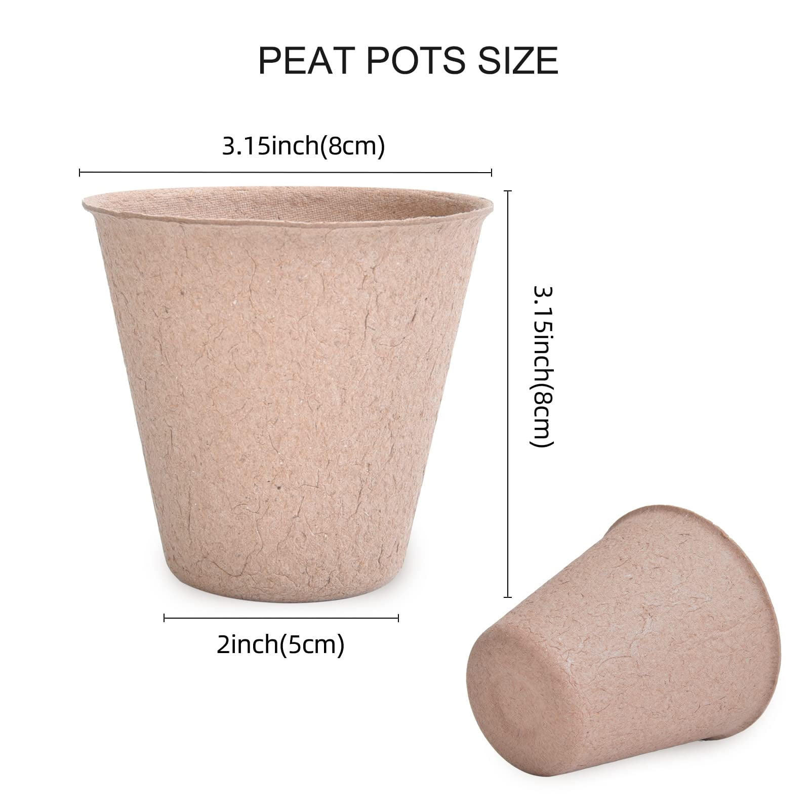 JERIA 100-Pack 3.15 Inch Peat Pots for H2FSDSeedling with 100 Pcs Plant ...