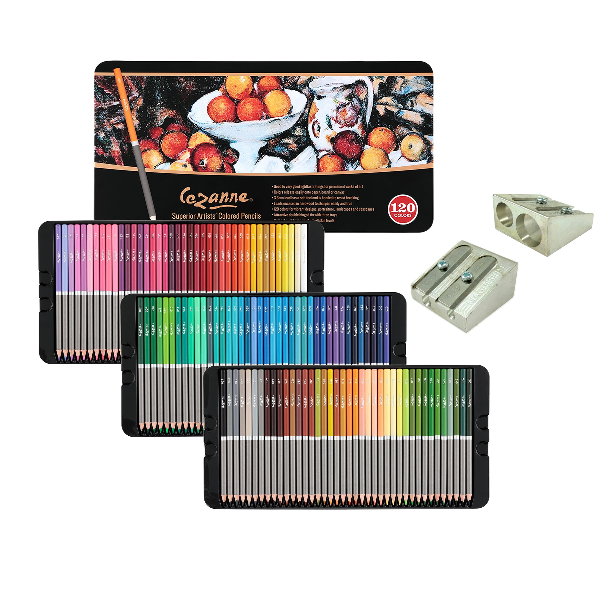 JERRY'S ARTARAMA 120 Colored Pencils Set with Sharpener - Professional Soft Lead Colored Pencils ...