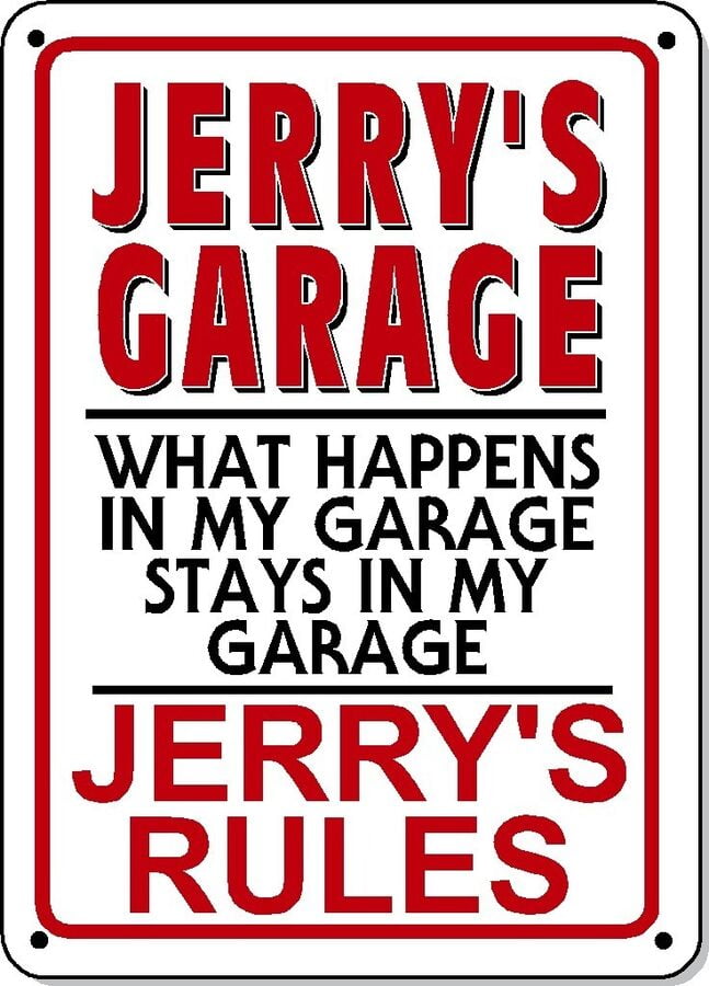 JERRY'S GARAGE Metal Aluminum Sign NOVELTY Polystyrene Metal Aluminum ...