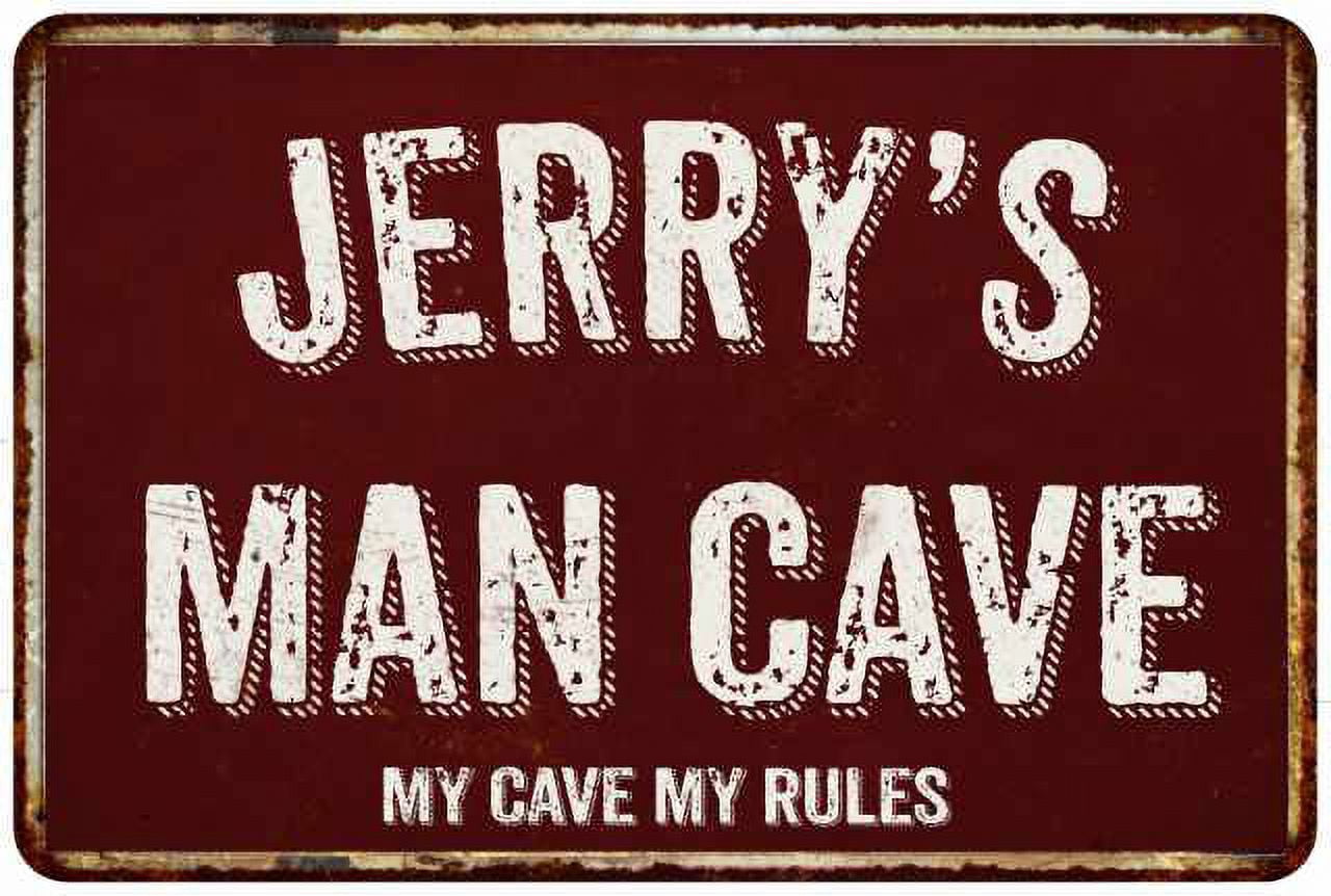 JERRY'S Man Cave Red Grunge Sign 12 x 18 Matt Finish Metal Sign ...