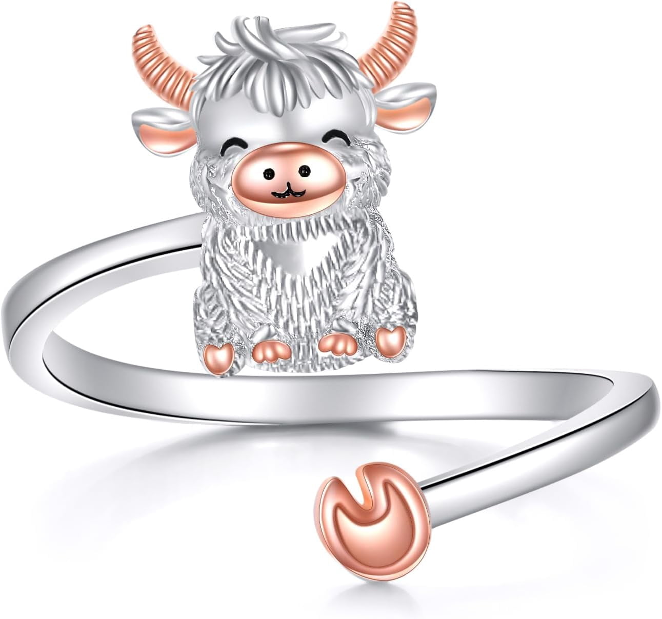 JERWLI Highland Cow Ring 925 Sterling Sliver Cow Rings Highland Cow ...