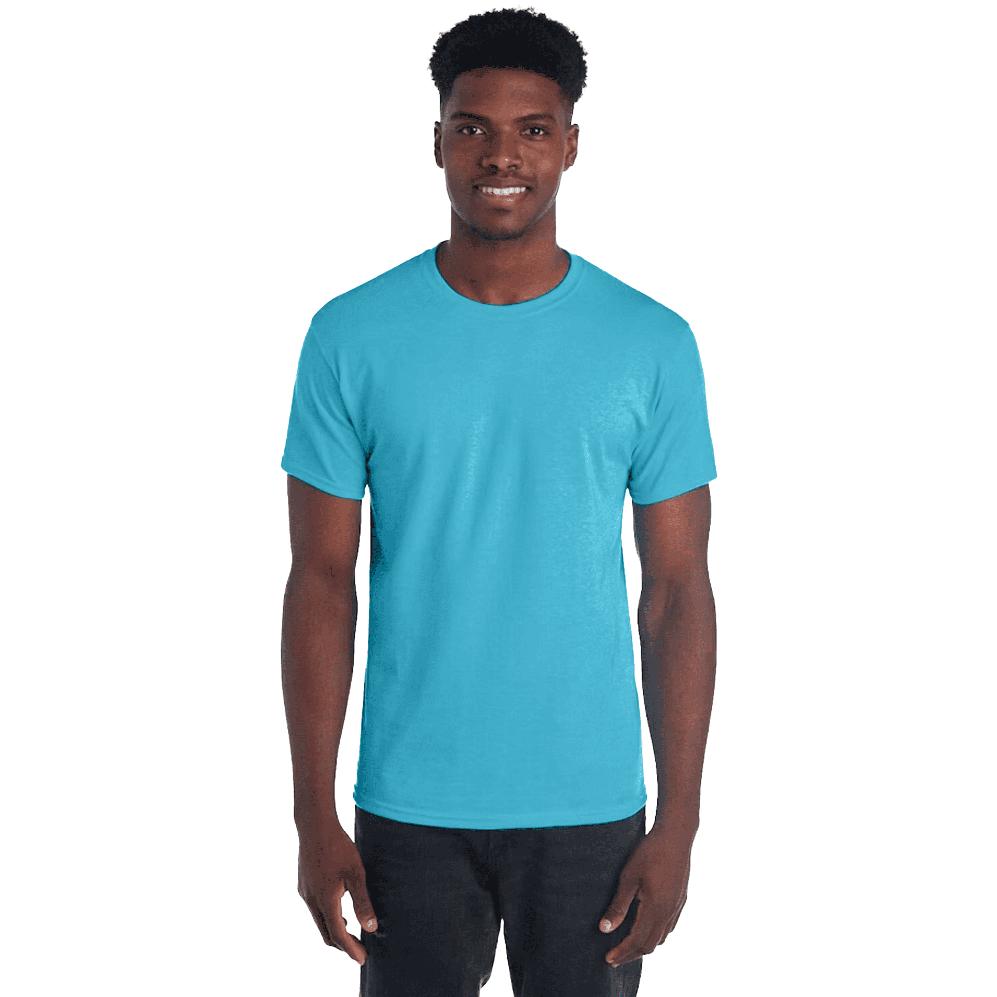JERZEES Short Sleeve T-Shirt Aquatic Blue Crewneck Shirts for Men, 50/ ...