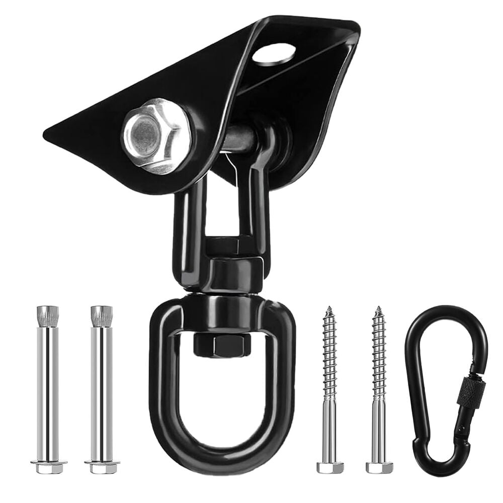JESE Hammock Hanging Kit, Black Hanging Chair Hardware 360°Rotating ...