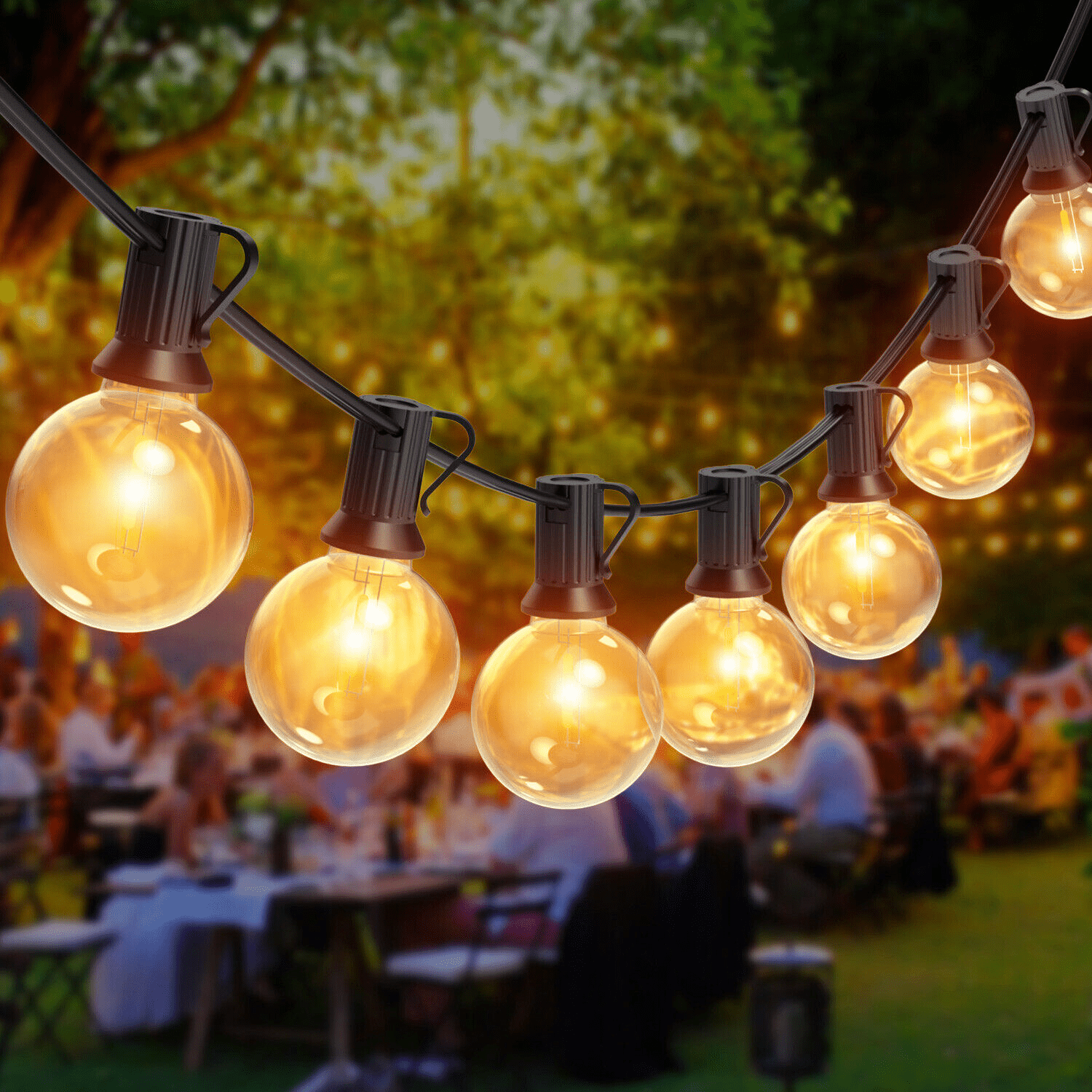 JESLED Lighting 27ft Dimmable Outdoor Globe String Lights, Replacement ...