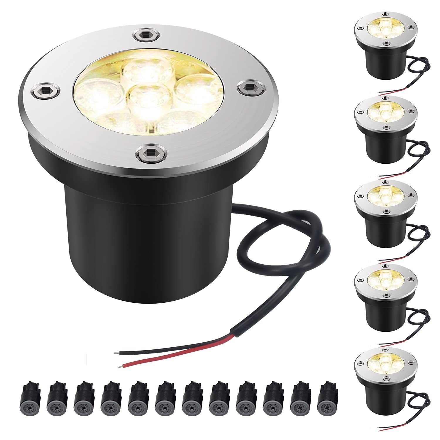 JESLED Outdoor Landscape Lights, 6W LED In Ground Lights, 12V 24V 3000K ...