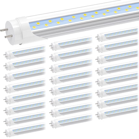 JESLED T8 4ft LED Tube Light Bulbs, Dual Row 28W 6000K, Dual-end ...