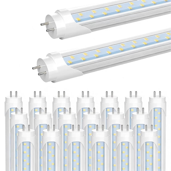 JESLED T8 4ft LED Tube Light Bulbs,Dual Row Clear 28W 6000K,Dual-end ...
