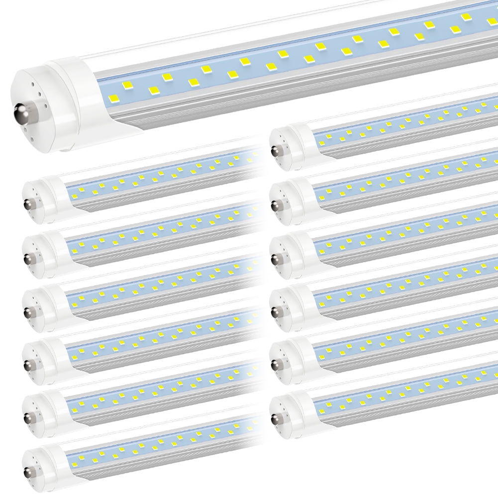 JESLED 72W 8FT LED Tube Light, Single Pin FA8, Dual Row, Fluorescent ...