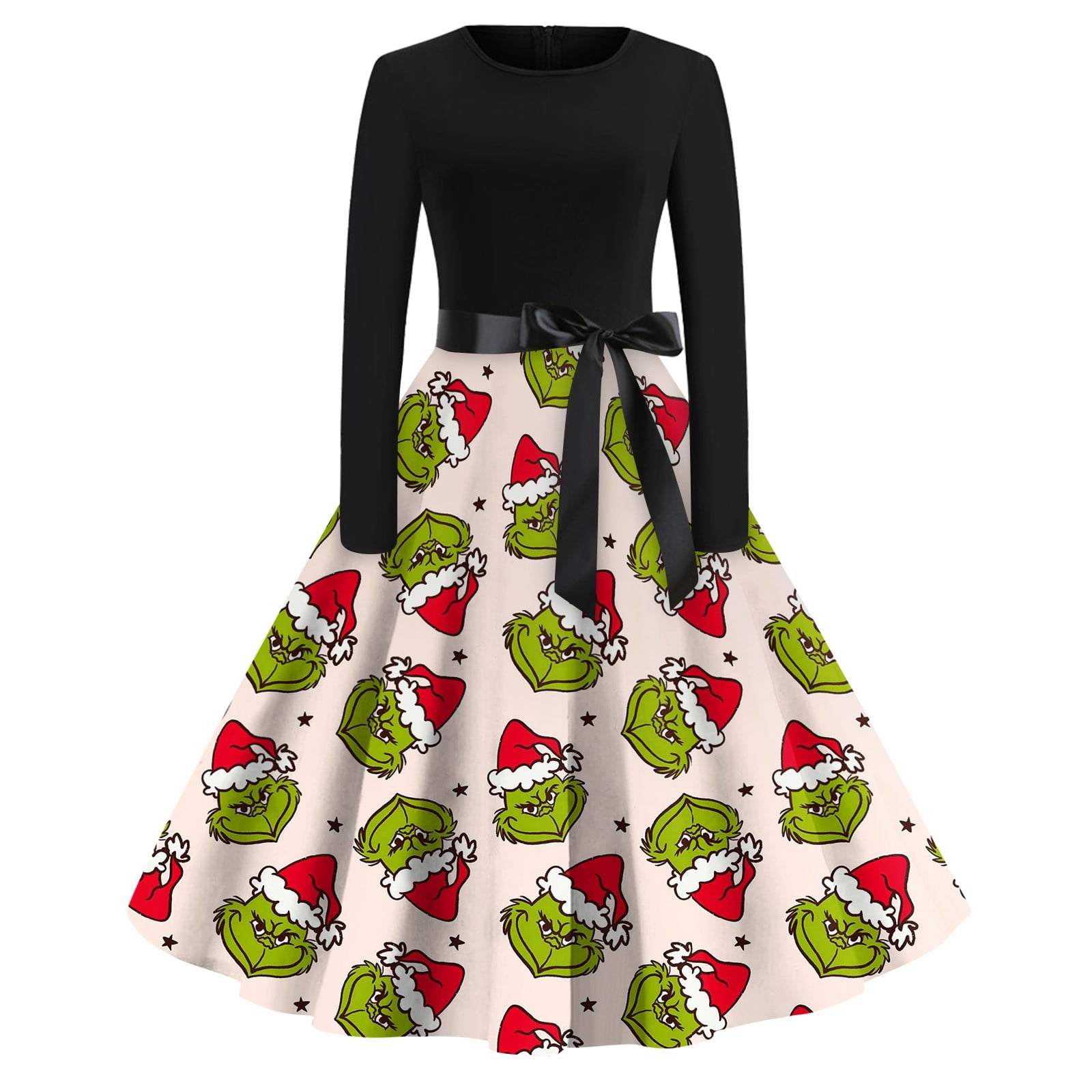 JESNSY Women's Grinch Christmas Printed Long Sleeve Dress Grinch ...