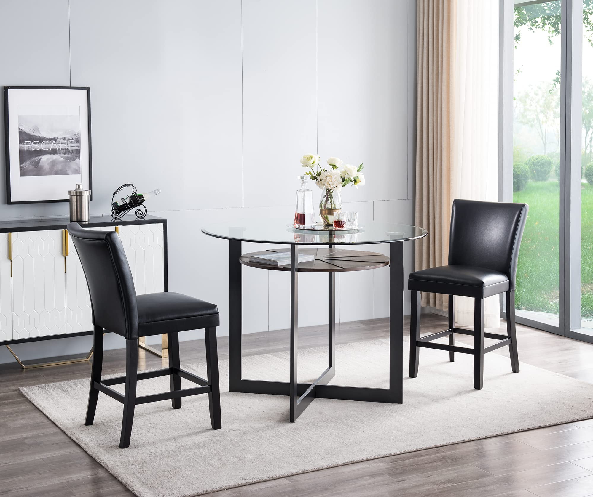 JESONVID Counter Height Bar Stools Set of 2, 46"H Solid Wood Counter Stools Barstools Chairs ...