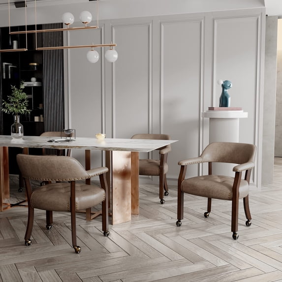 JESONVID Dining Chair with Casters Set of 2, Captain's Chair with ...