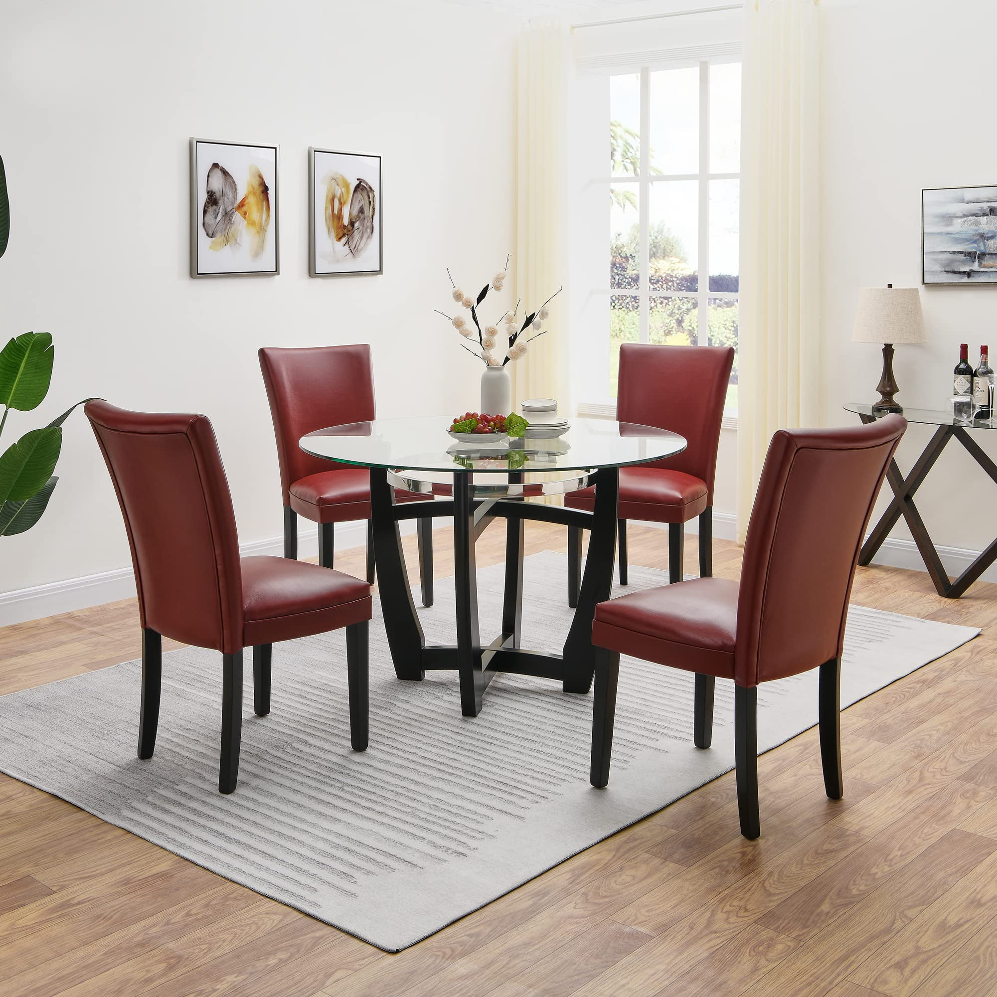 JESONVID Faux Leather Upholstered Parsons Dining Chair with High ...