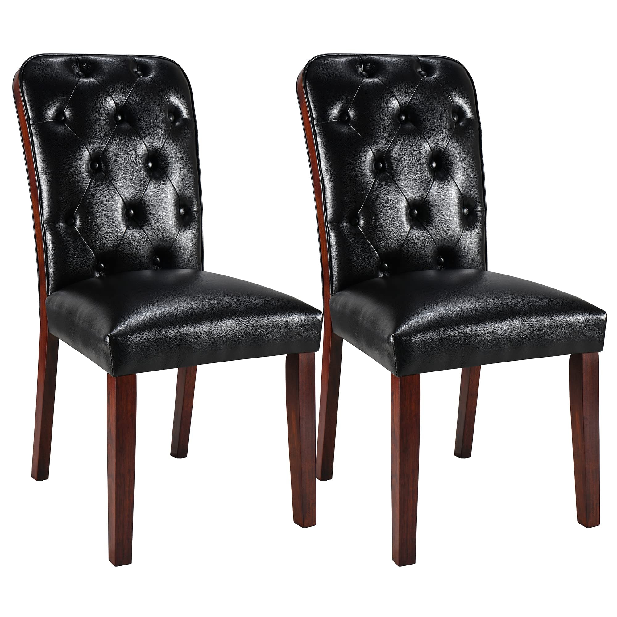 JESONVID Leather Tufted Dining Chairs Set of 2, Upholstered Classic ...