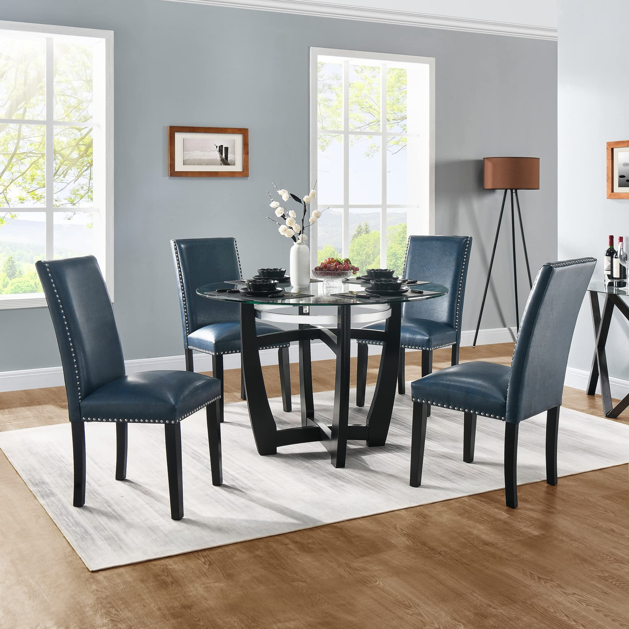 JESONVID Set of 4 Parsons Dining Chairs PU Leather Living Room Chair ...