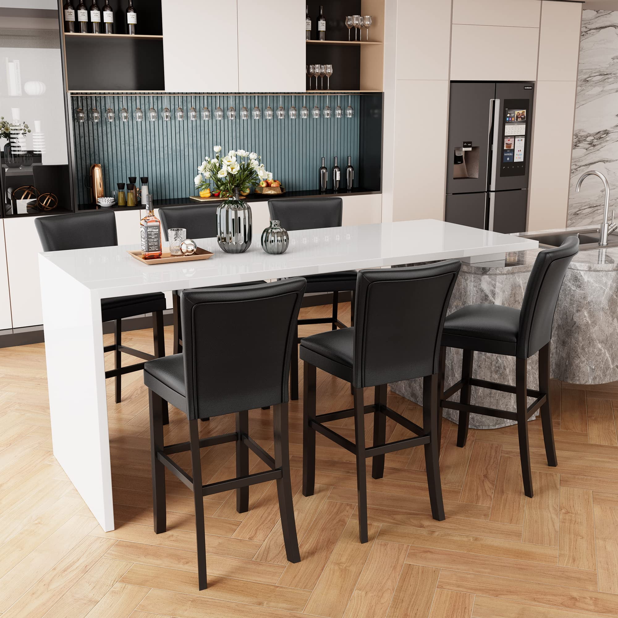 JESONVID Set of 6 Counter Height Bar Stools, 46"H Solid Wood Counter ...