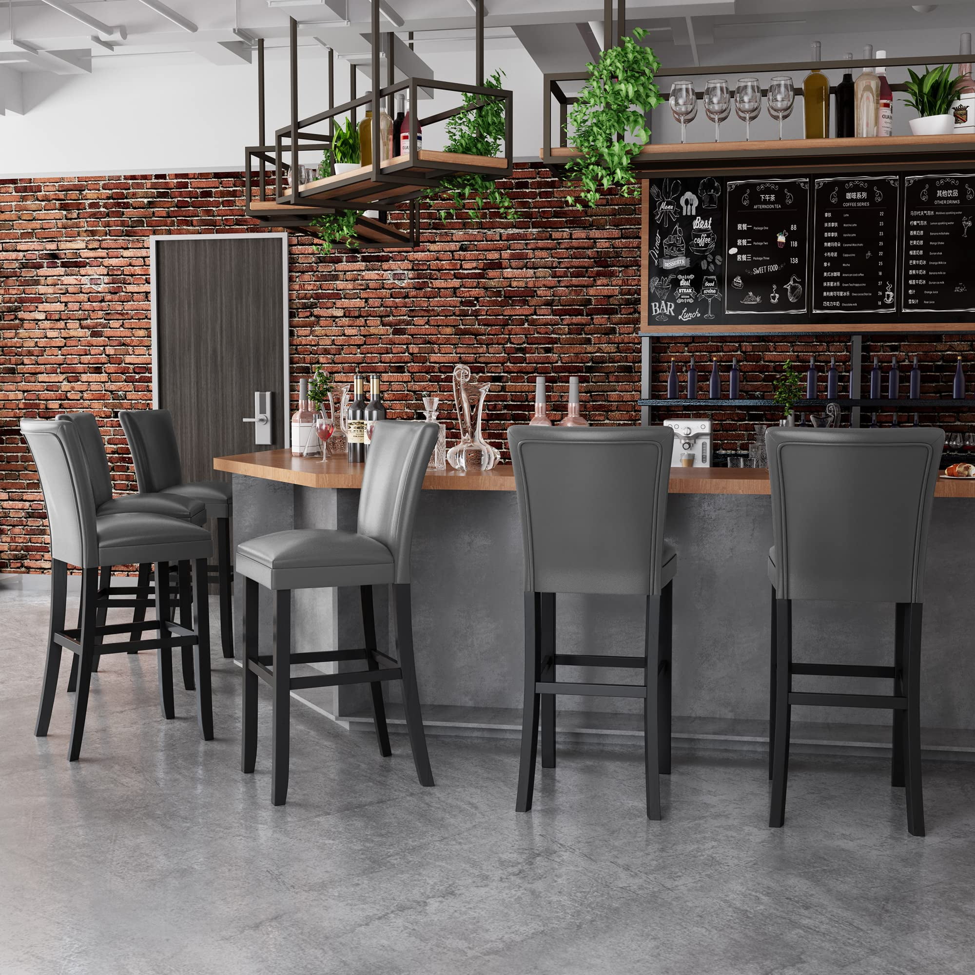 JESONVID Set of 6 Counter Height Bar Stools, 46"H Solid Wood Counter ...