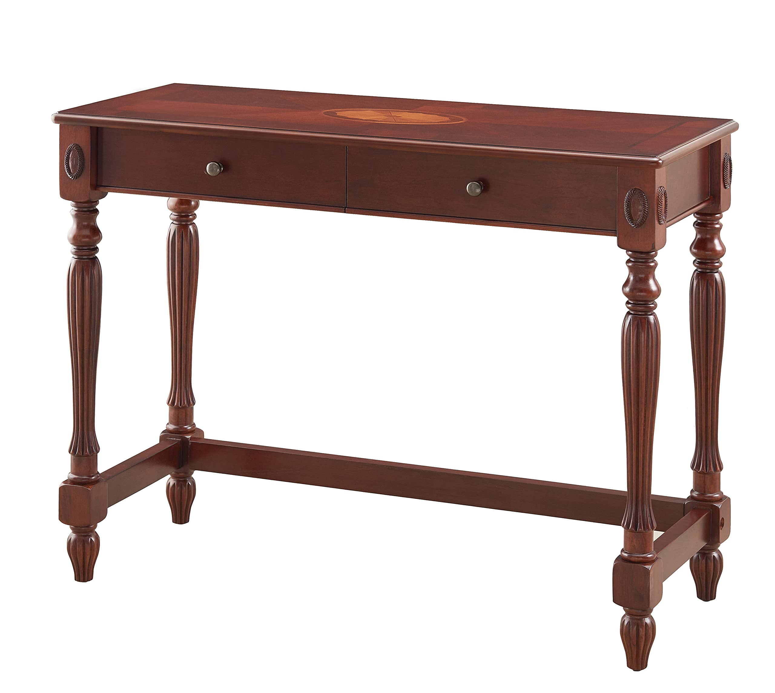 JESONVID Solid Wood Computer Writing Desk with 2 Big Drawers 39.4" Wide ...