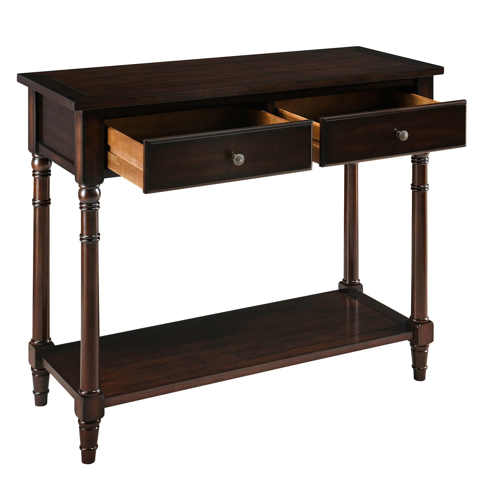 JESONVID Solid Wood Console Table with 2 Drawers, 2-Tier 35.4" X 30 ...
