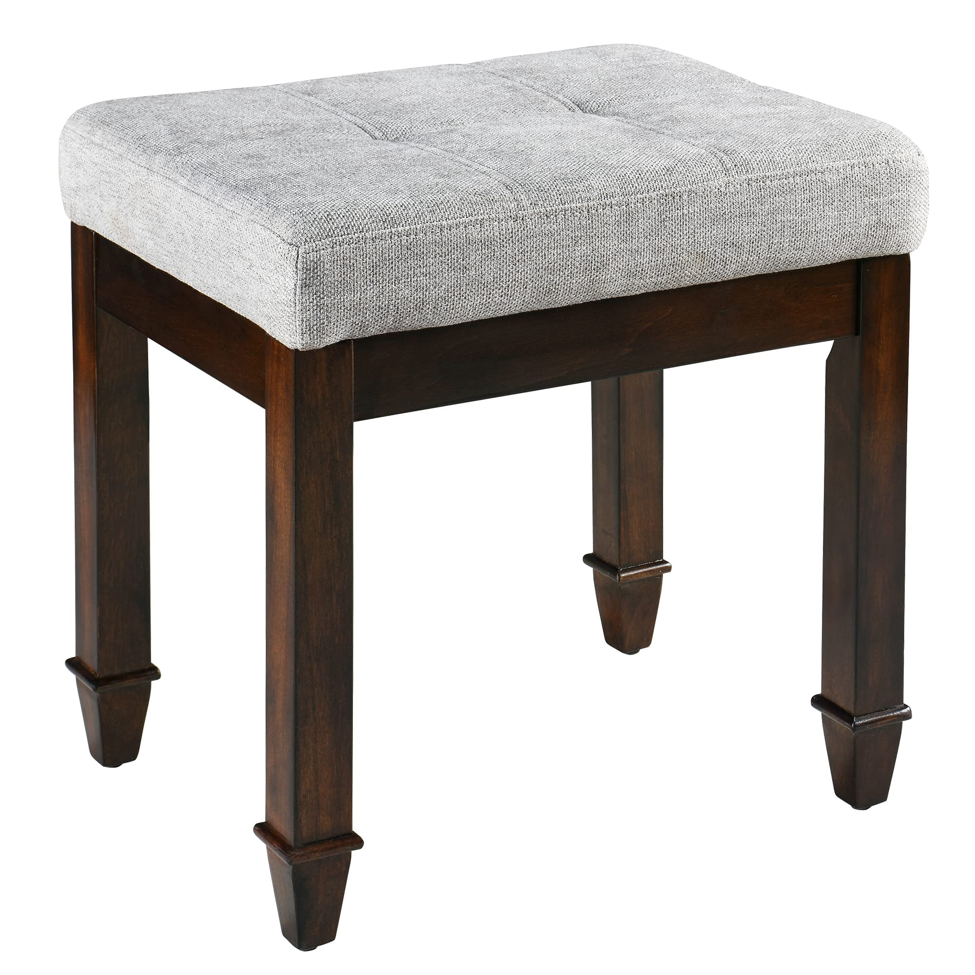 JESONVID Solid Wood Upholstered Vanity Bench, Fabric Tufted Foot Stool ...