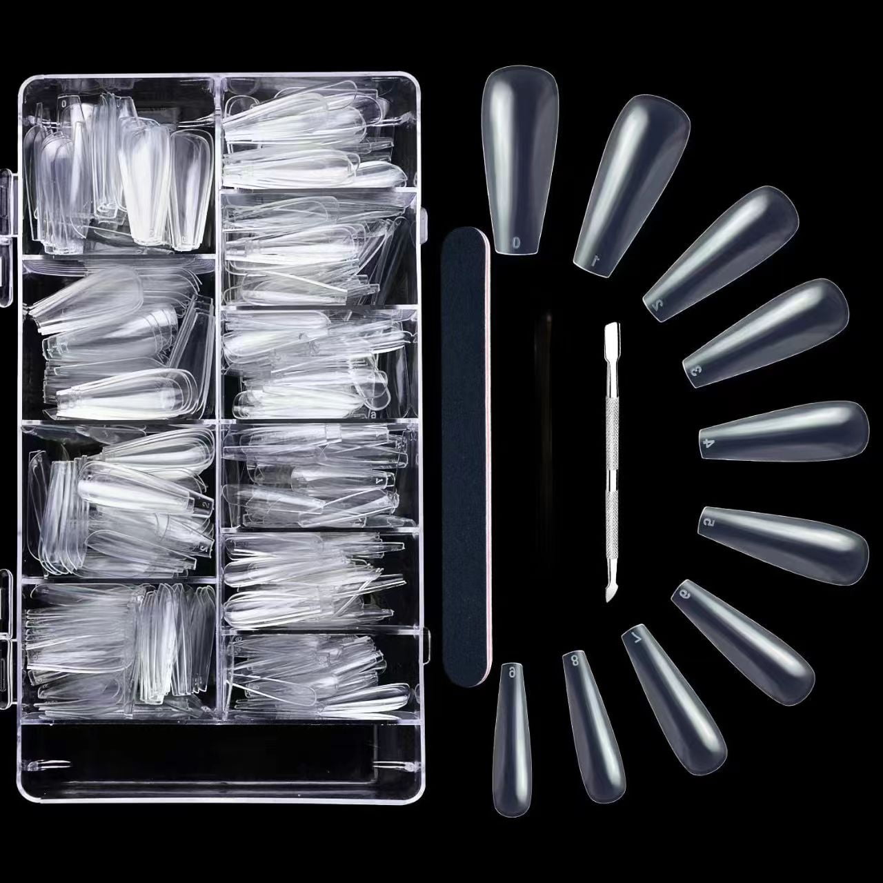 JESOT Clear Acrylic Nail Tips, Acrylic,500 Pcs Coffin Nails Full Cover ...