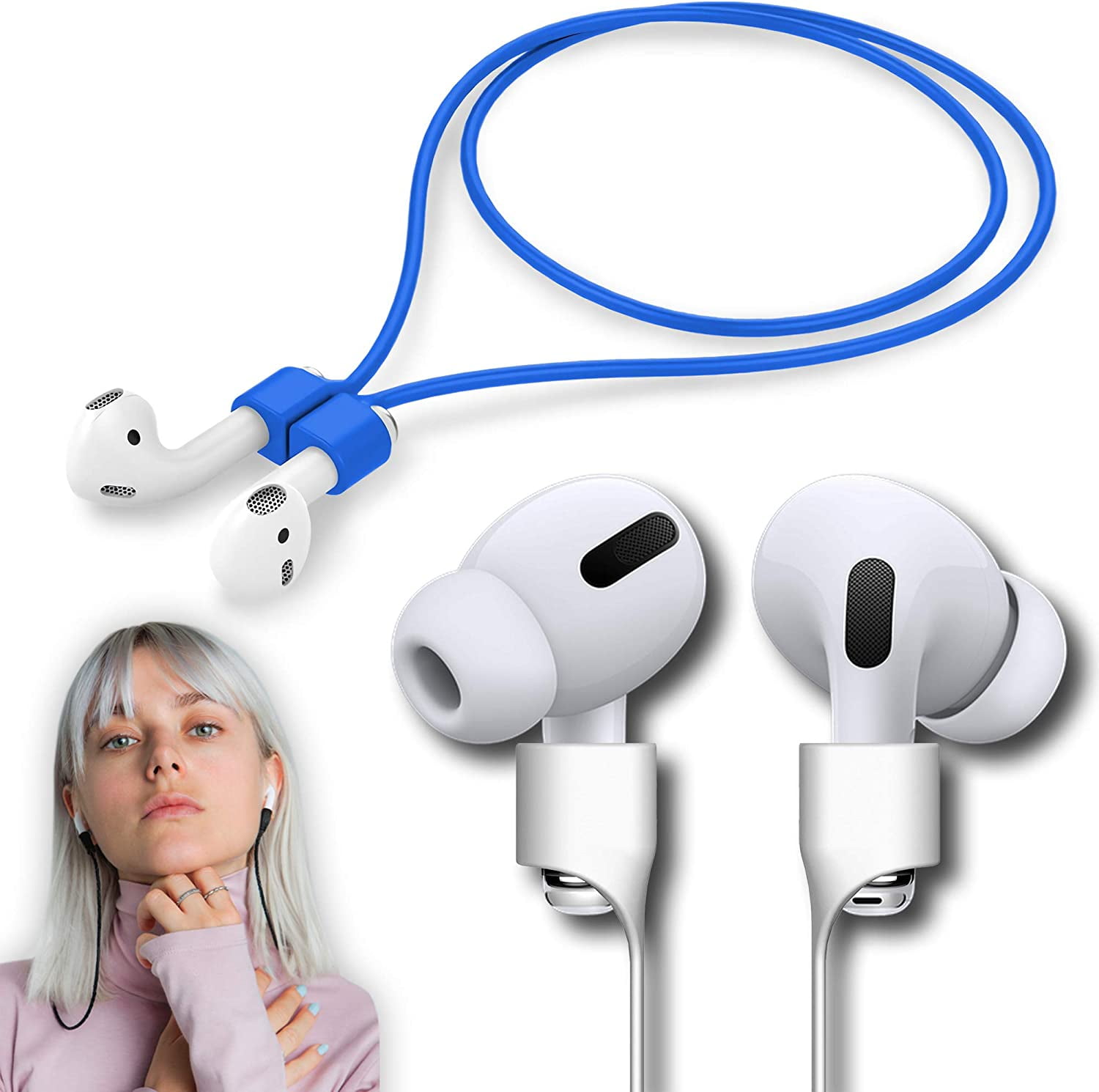 JESOT Earbud Strap with Anti-Lost Cord for Apple AirPods, Blue ...