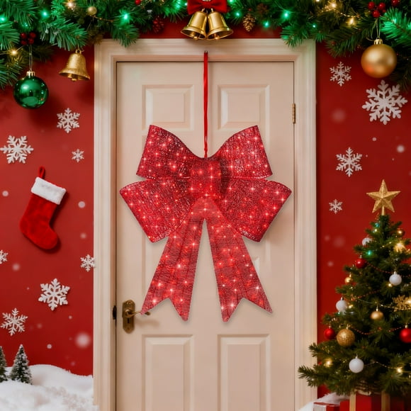 Lighted Red Bow